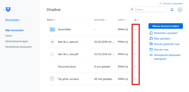 Werken met Dropbox via internet | SeniorWeb