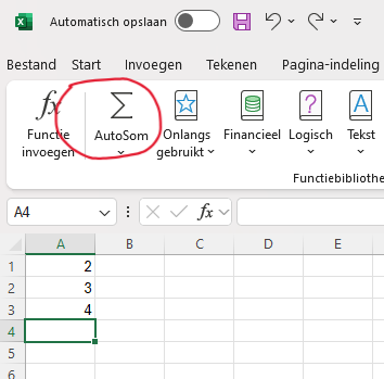 Snel optellen in Excel met AutoSom | SeniorWeb