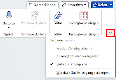 Weergave Lint in Word | SeniorWeb